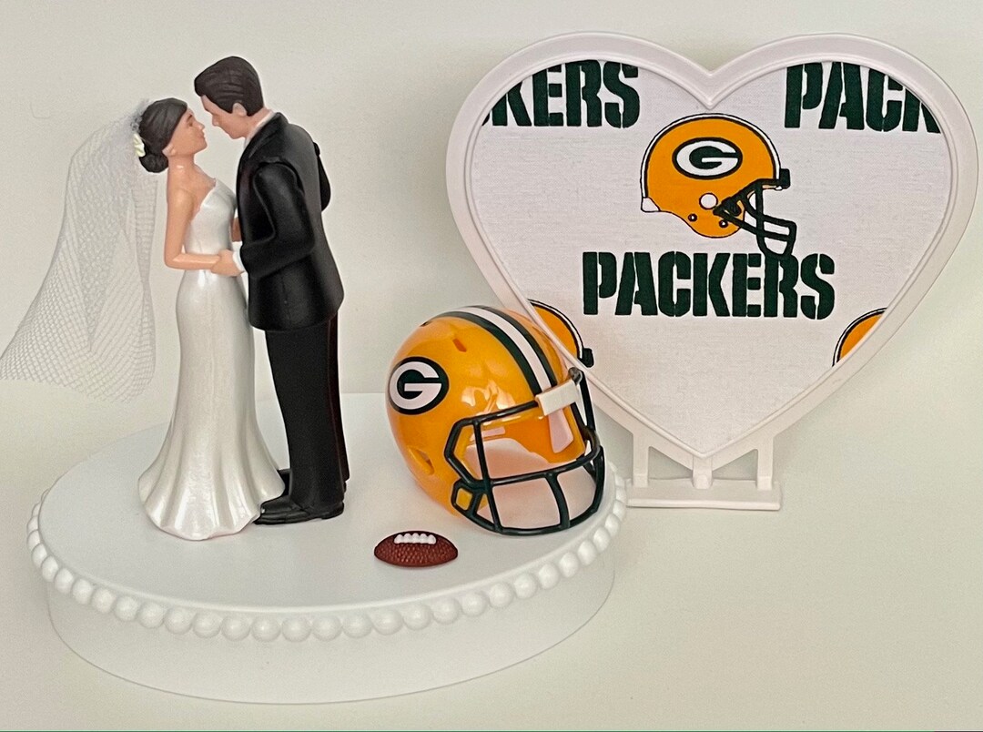 Wedding Cake Topper Green Bay Packers Football Themed Beautiful Short ...