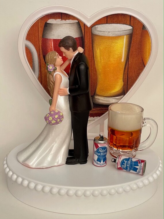 Paper & Party Supplies Wedding Cake Topper Pabst Blue Ribbon PBR Beer ...