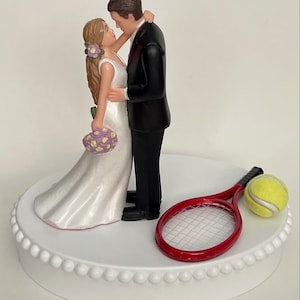 Wedding Cake Topper Tennis Racket Ball Themed Beautiful Long-haired ...