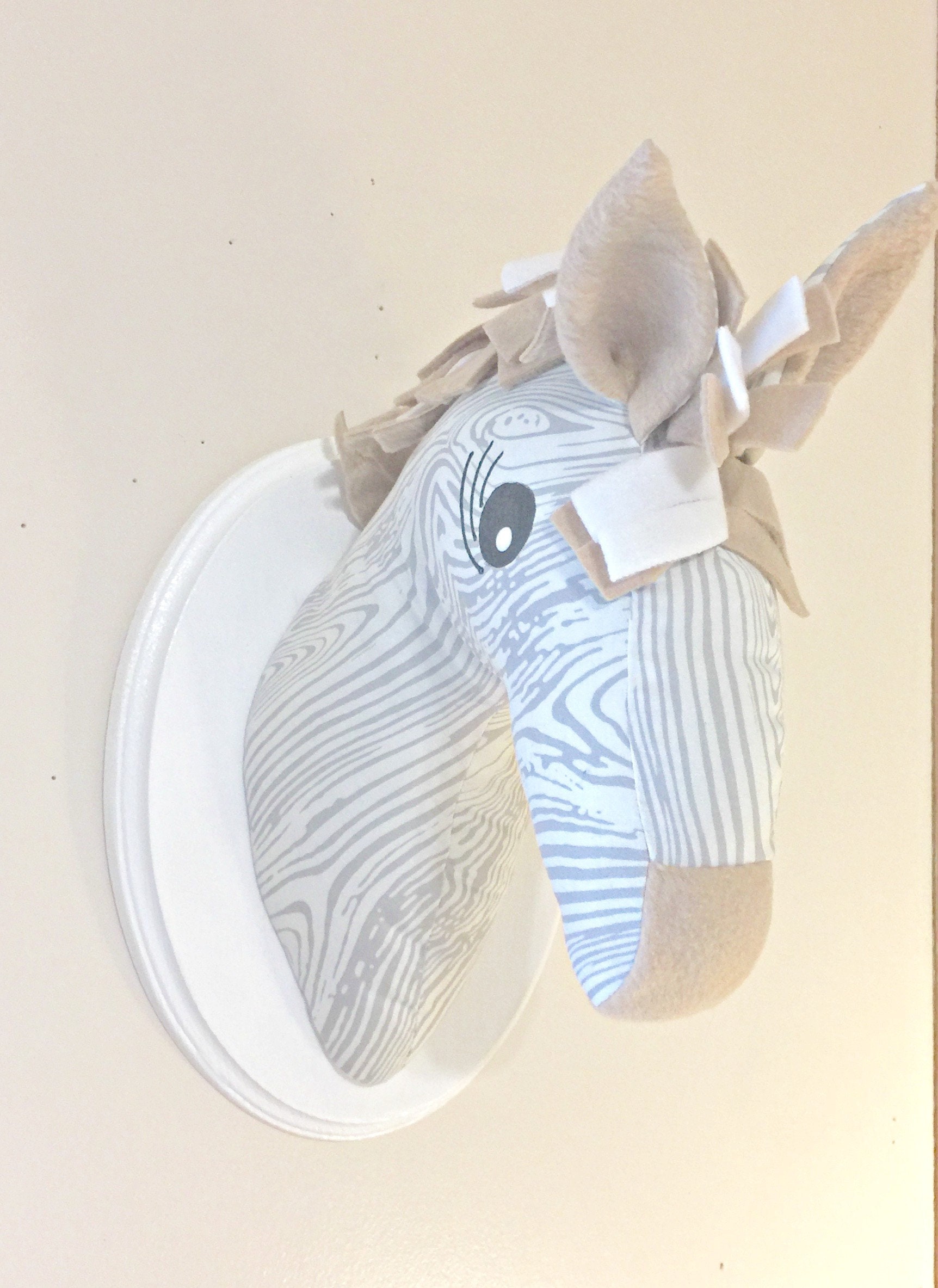 Stuffed Gray Zebra Head / Stuffed Zebras / Stuffed animal head | Etsy