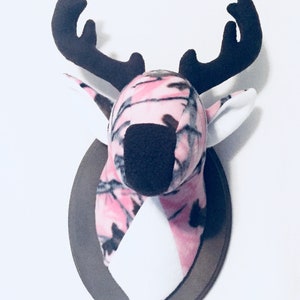 Stuffed Pink Camo Deer Head / Deer Mount / Faux Animal Head / Stuffed ...