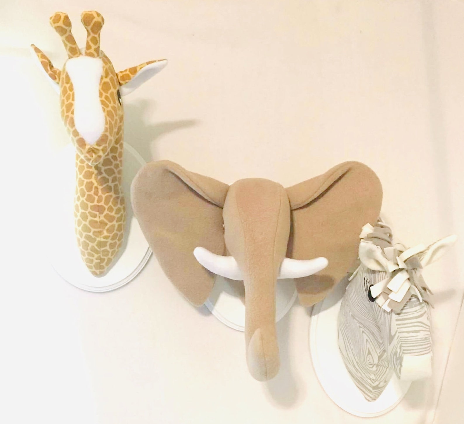 Safari Animals Heads Nursery Wall Decor / Stuffed Animal Heads | Etsy