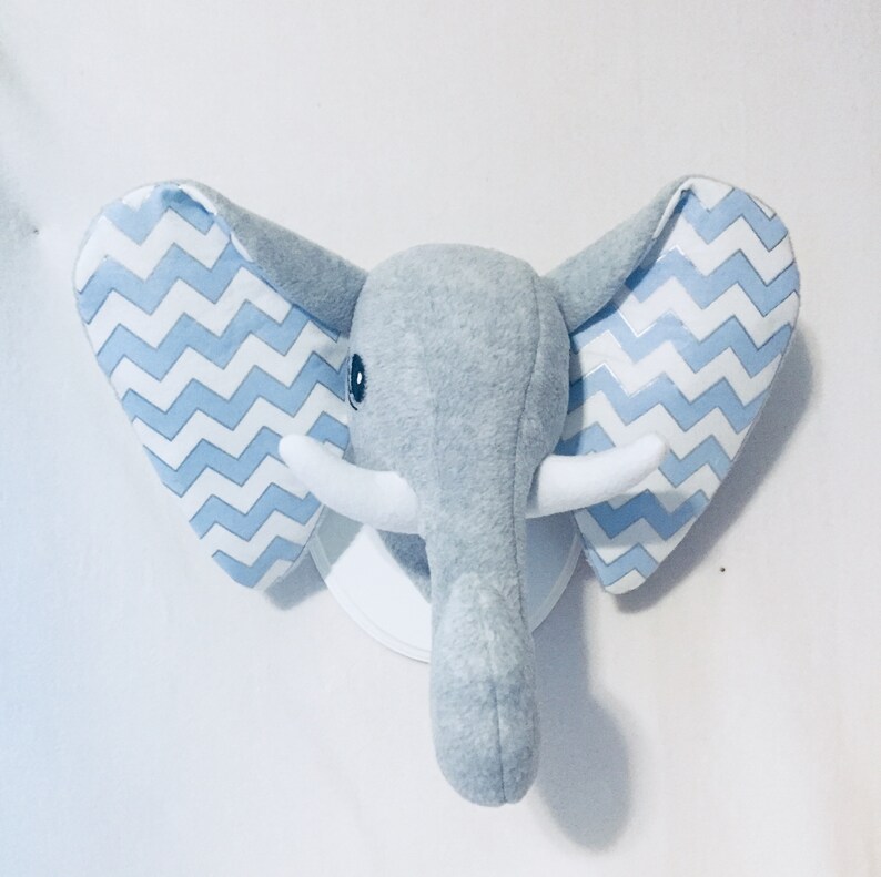 Elephant Head Wall Mount / Chevron Elephant Head / Stuffed | Etsy