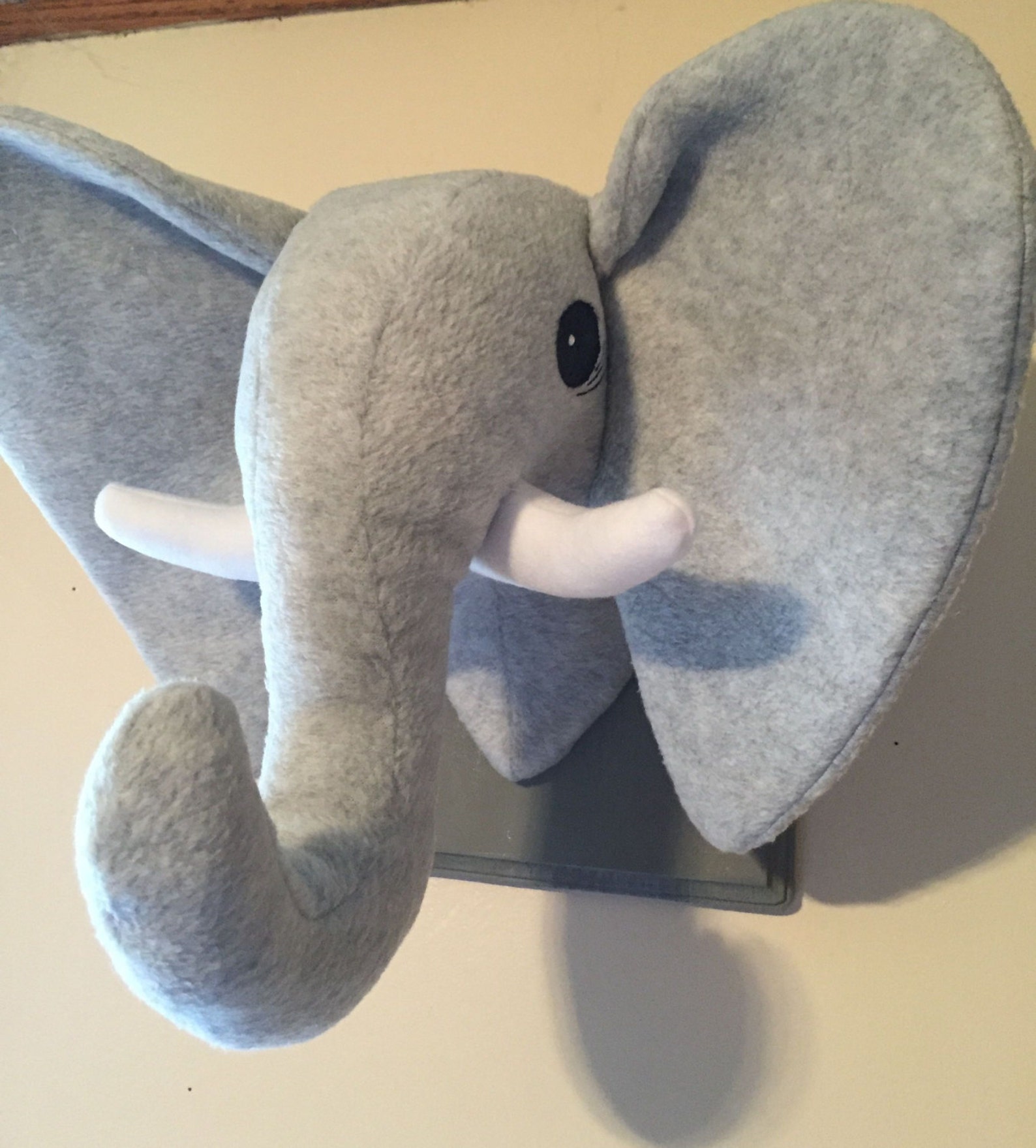 Gray Elephant Head / Stuffed Elephant Head / Light Gray Elephant ...