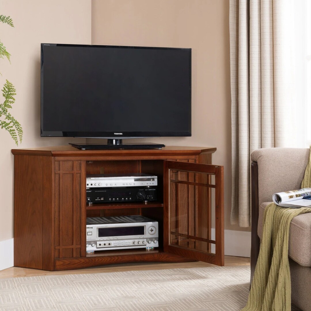 46-inch Corner TV Stand & Media Console Sturdy Media Center Console ...