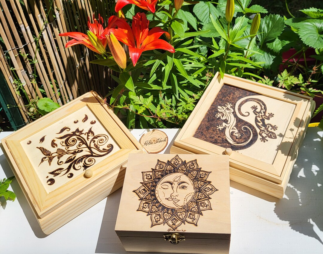 Wooden Box, Pretty Personalized Pyrography Jewelry Box - Gift Ideas - Etsy