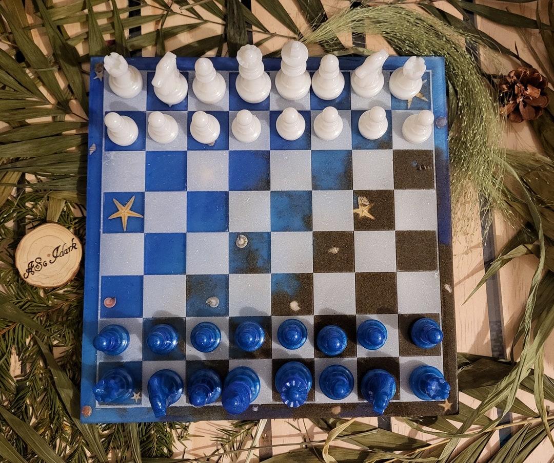 Chess Game 64 Squares Sea, Shells and Sand With Pawns, 2 Sets of 16 ...