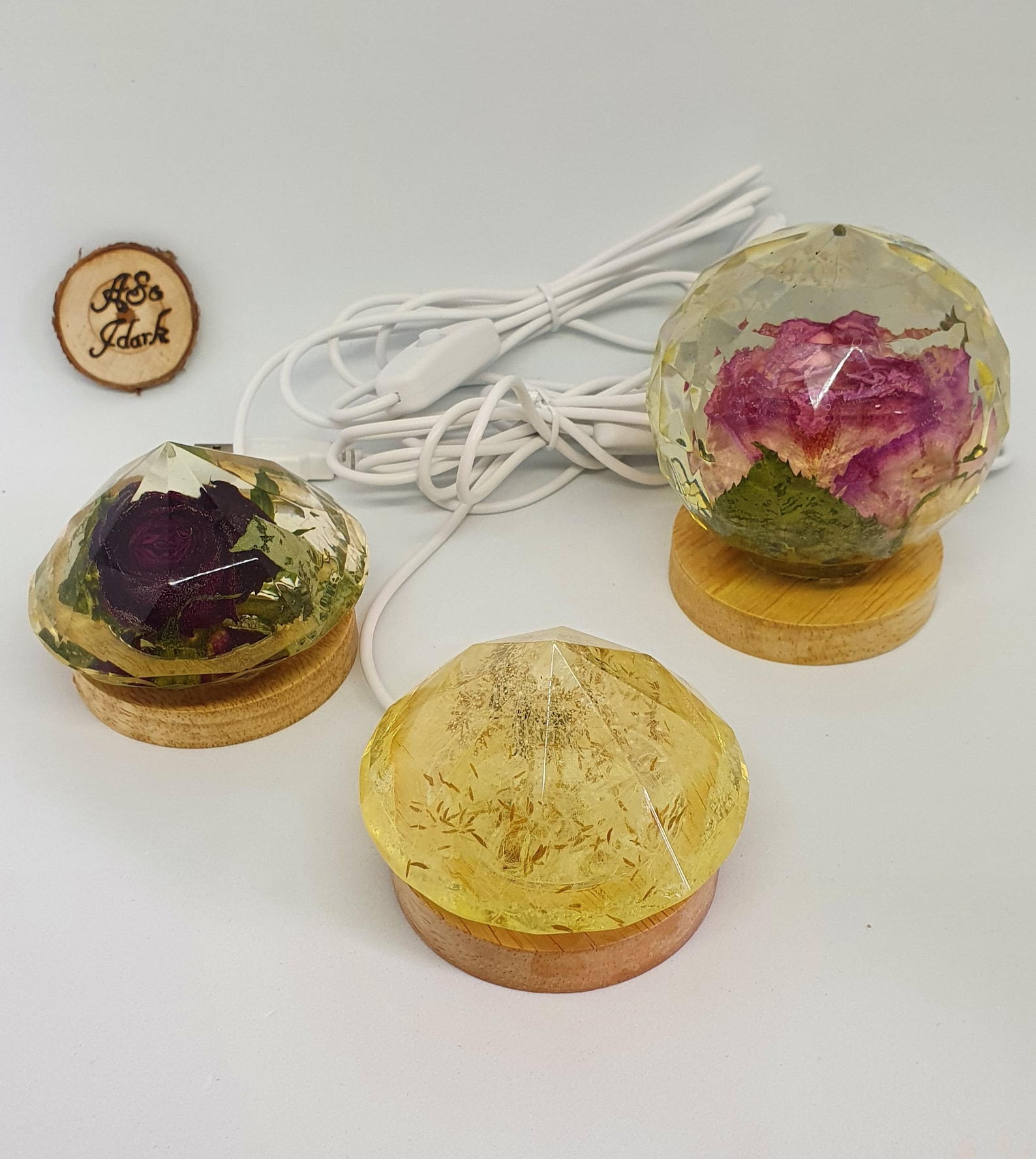 Véritable Rose éternel fleur séché coulé dans la résine époxy ...