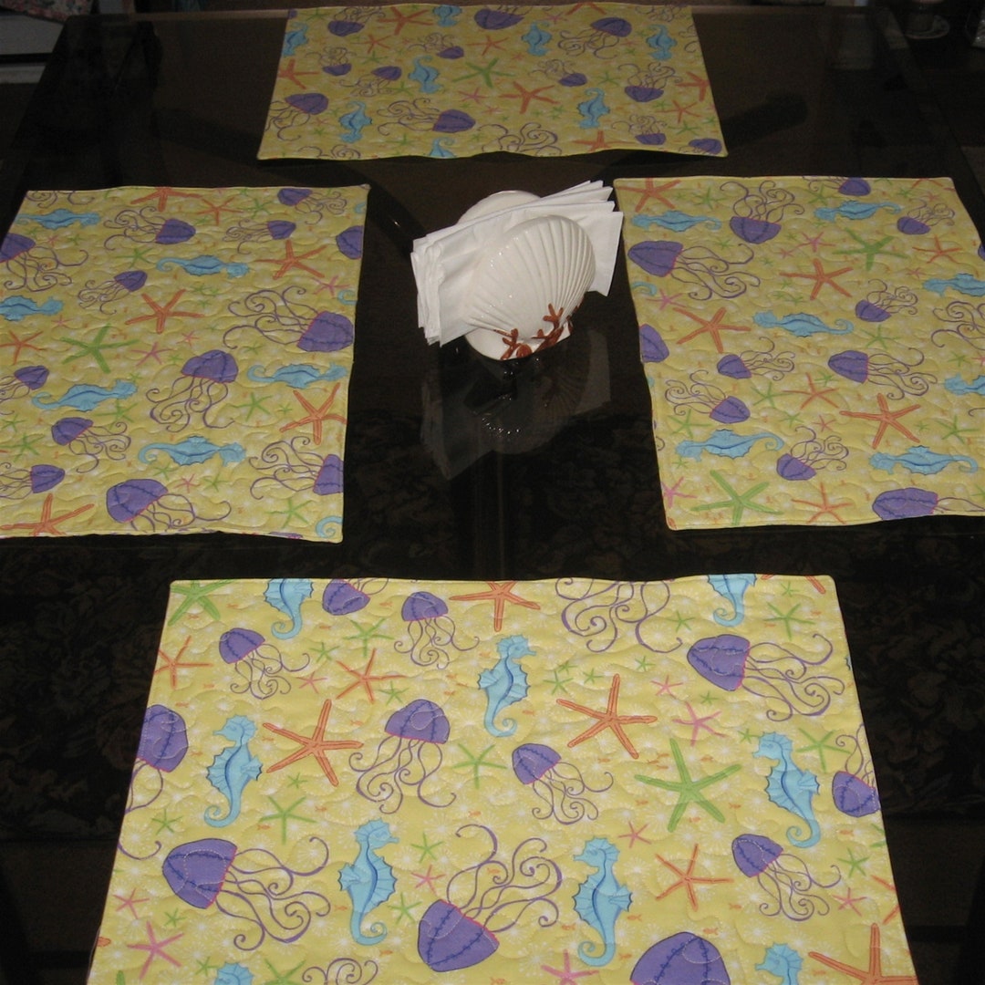 Sea Creatures Quilted Placemats - Set of 4 - Etsy