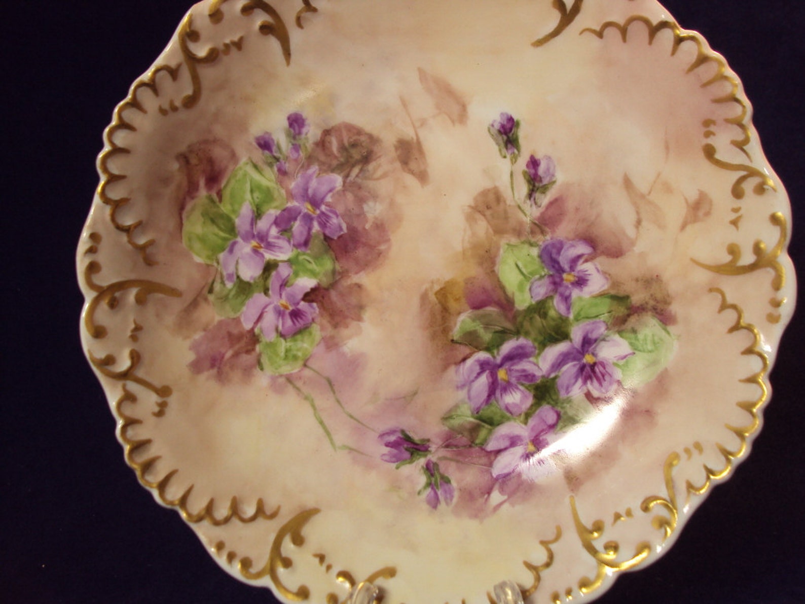 Antique Hand Painted Plate Violets - Etsy