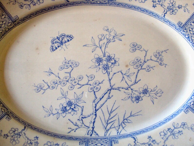 1878 English Blue Transferware Platter T. Furnival - Etsy