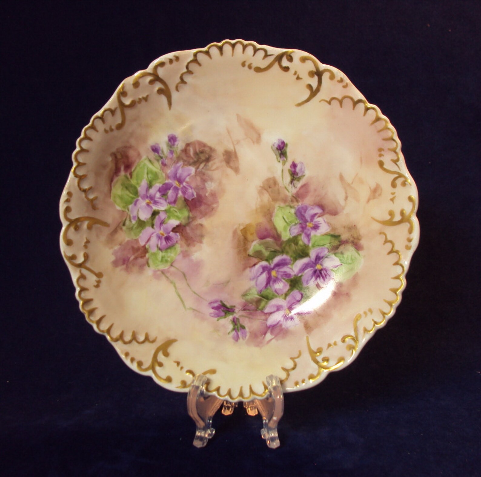 Antique Hand Painted Plate Violets - Etsy