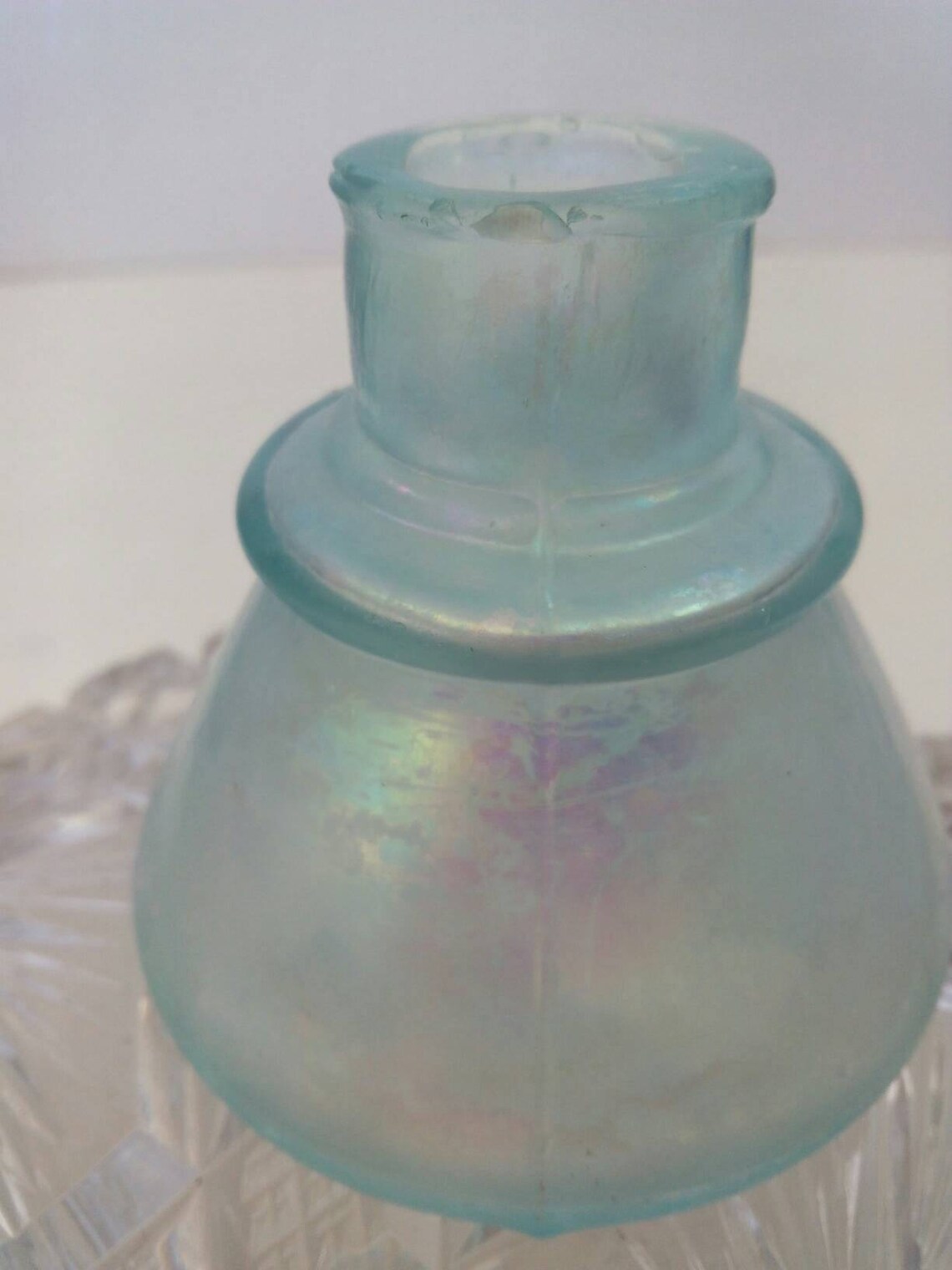 Antique Ink Bottle 1870s Cone Shape Blue With Iridescence - Etsy