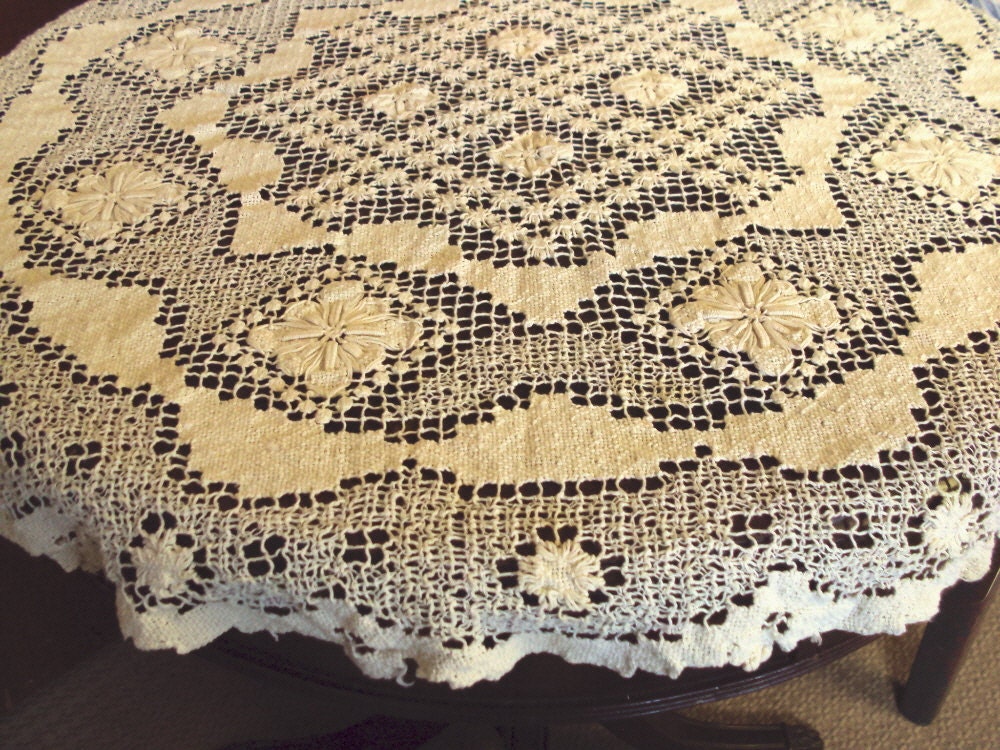 Handmade Lace Round Tablecloth - Etsy