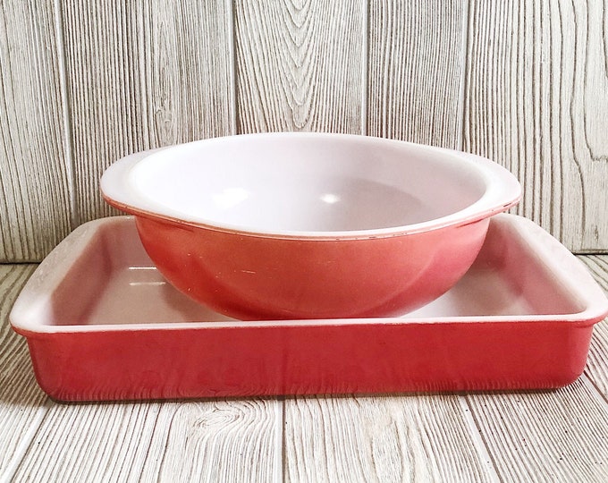 Vintage Flamingo Pink Pyrex Casserole Baking 2 Quart Dishes Set Round ...