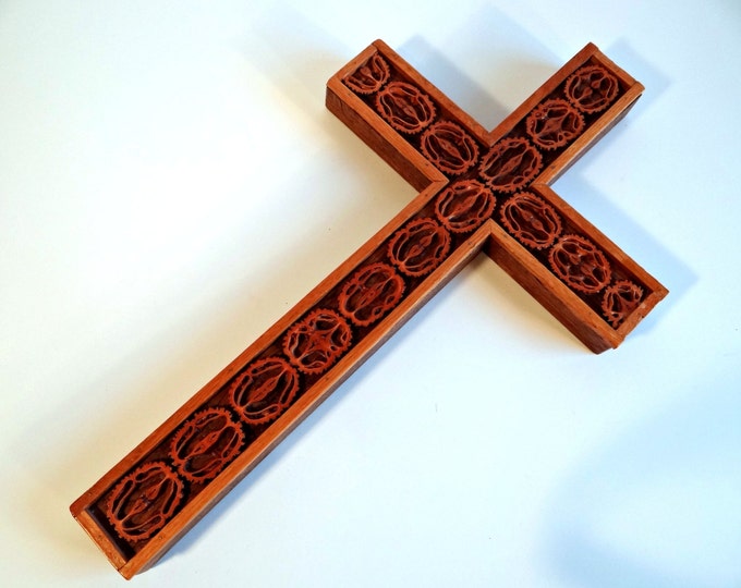 Vintage Oak Wooden Cross, Wooden Cross With Hanger, 1960s Mid Century ...