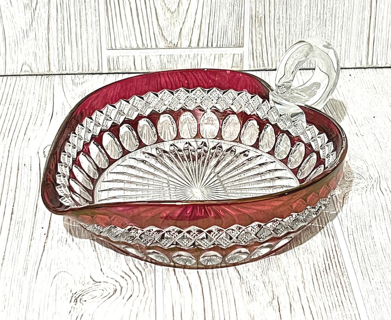 Vintage Westmoreland Waterford rouge rubis empreinte de pouce en forme ...