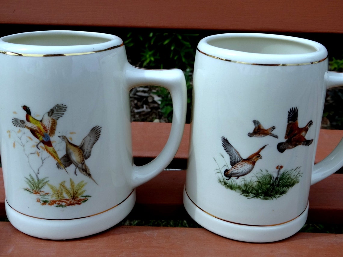 Vintage Hall Sportsman Mugs Made in America Hall Waterfowl Beer Steins ...
