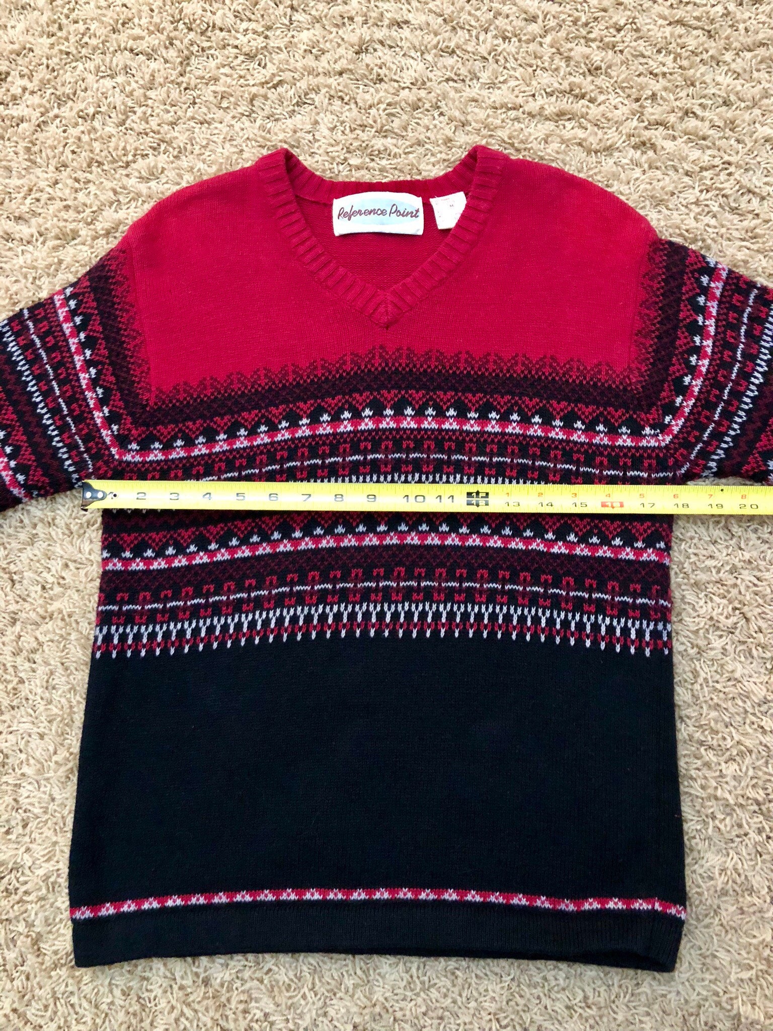 Vintage Nordic Style Red and Black V-neck Pullover Womens - Etsy