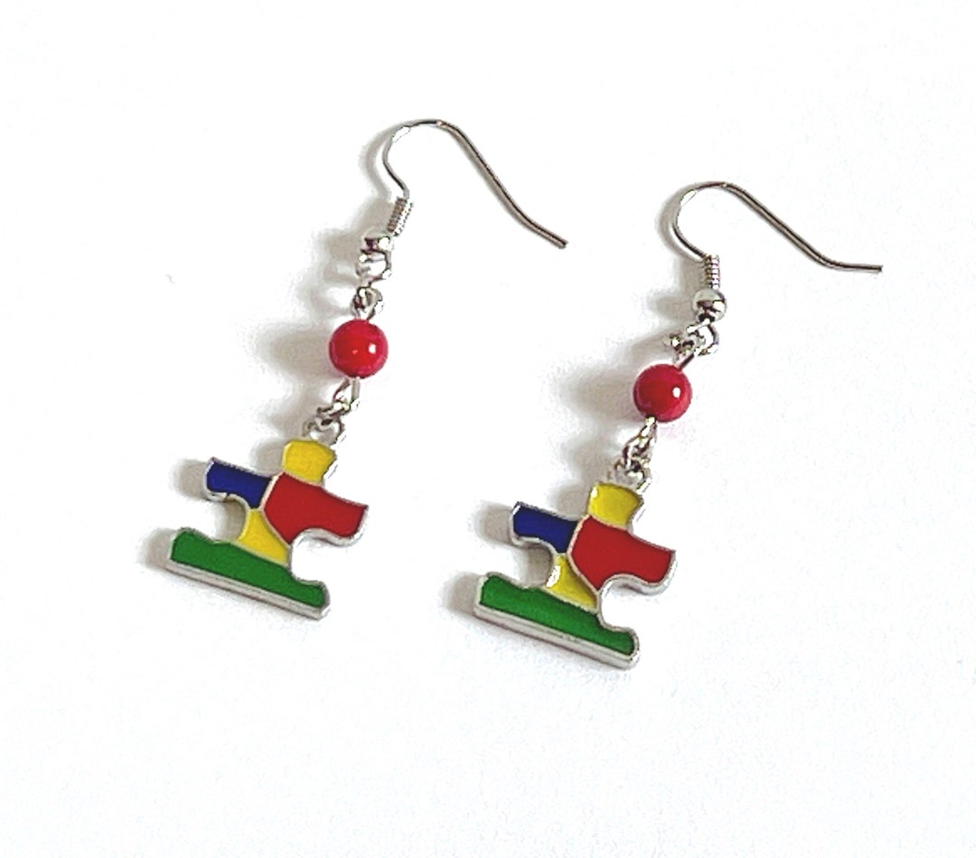 Autism Awareness Puzzle Piece Earrings Handmade Neurodivergent Jewelry ...