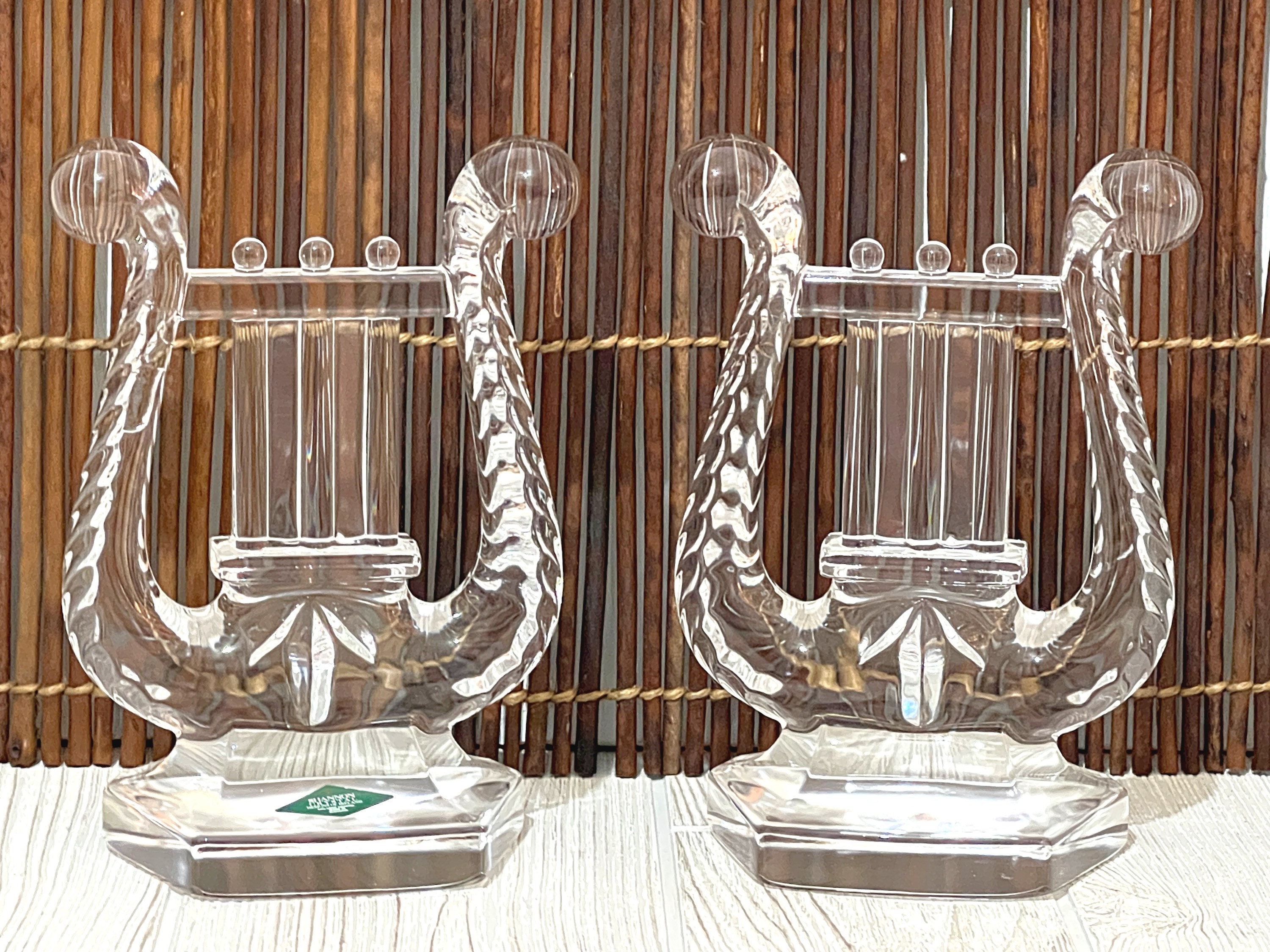 Vintage Lead Crystal Treble Cleft Glass Bookends by Shannon - Etsy