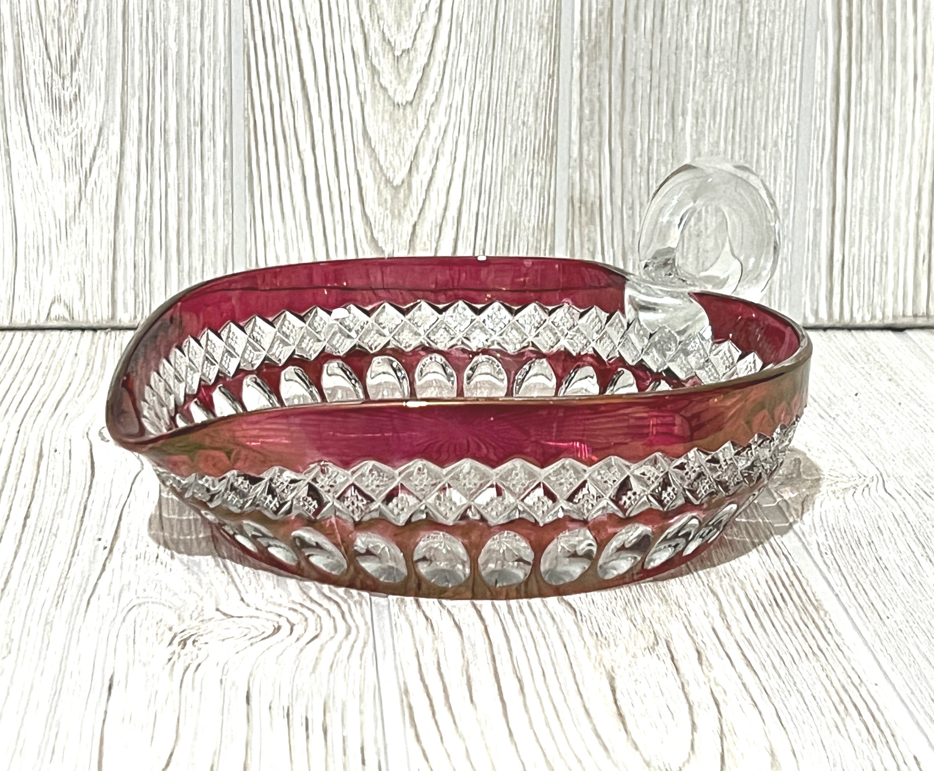 Vintage Westmoreland Waterford rouge rubis empreinte de pouce en forme ...