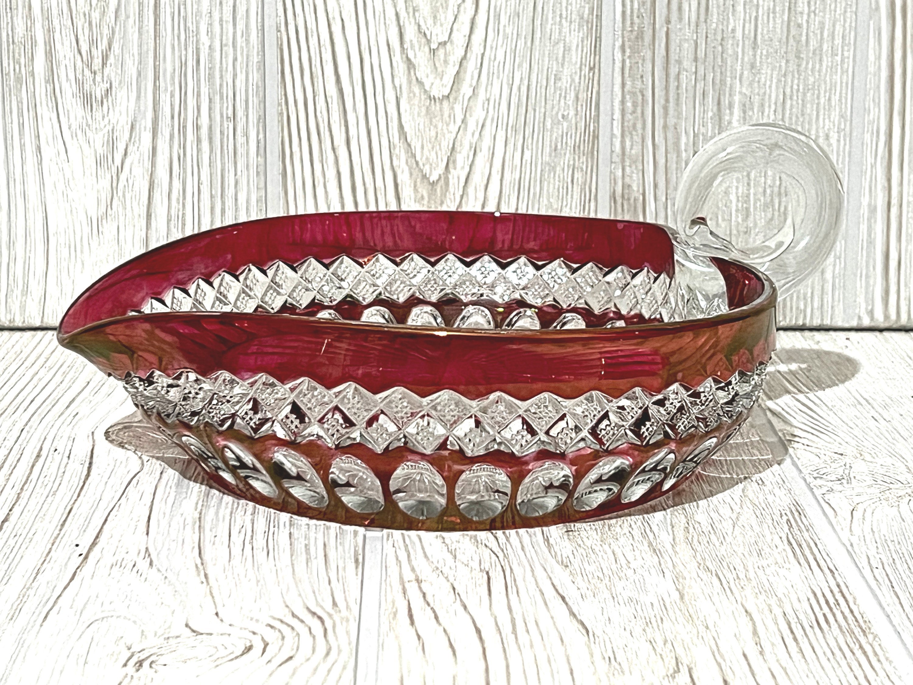 Vintage Westmoreland Waterford Ruby Red Thumbprint Heart Shaped Nappy ...