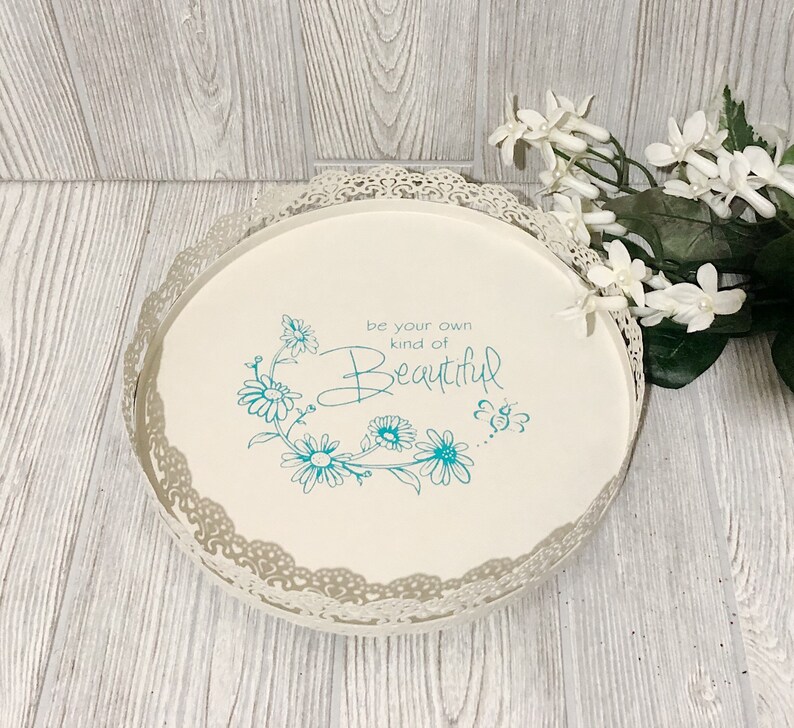 Stenciled Metal Tray Be Your Own Kind of Beautiful With Ball - Etsy