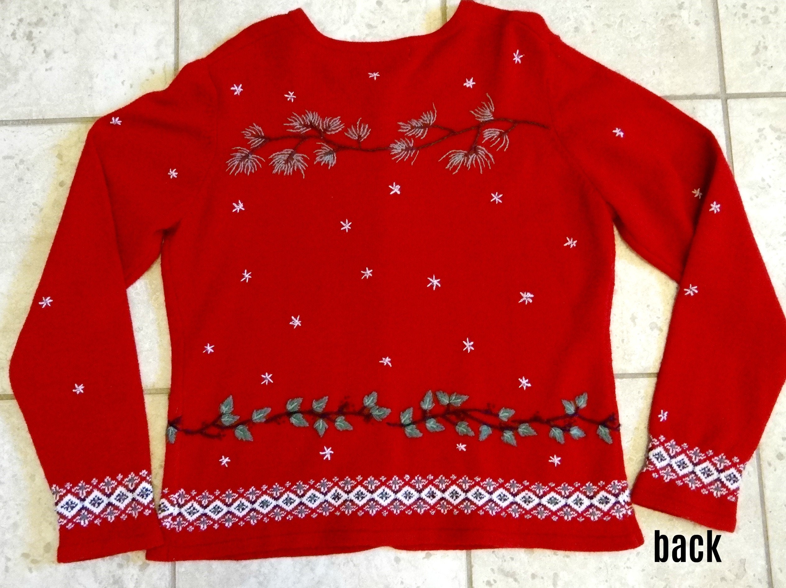 Vintage Red Nordic Style Sweater Size Medium Cardigan Button up Holiday ...