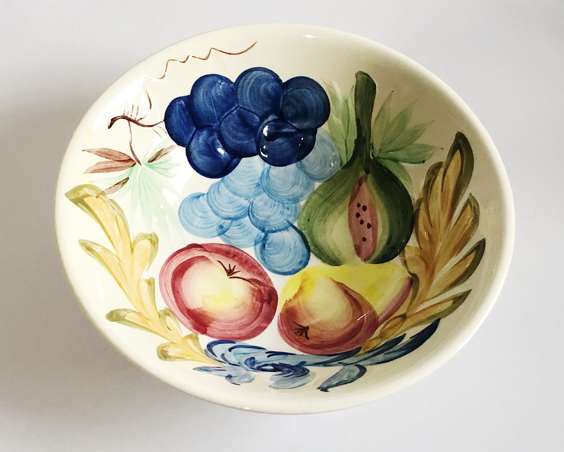 Vintage Fruit Bowl and Matching Plate Set With Fruit Designs - Etsy