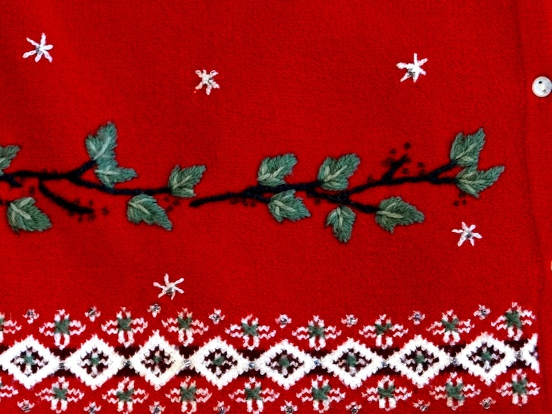Vintage Red Nordic Style Sweater Size Medium Cardigan Button up Holiday ...