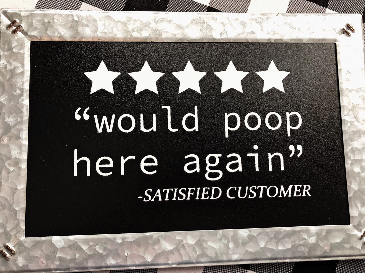 Would Poop Here Again Sign 5 Stars Bathroom Sign Bathroom Decor Funny ...