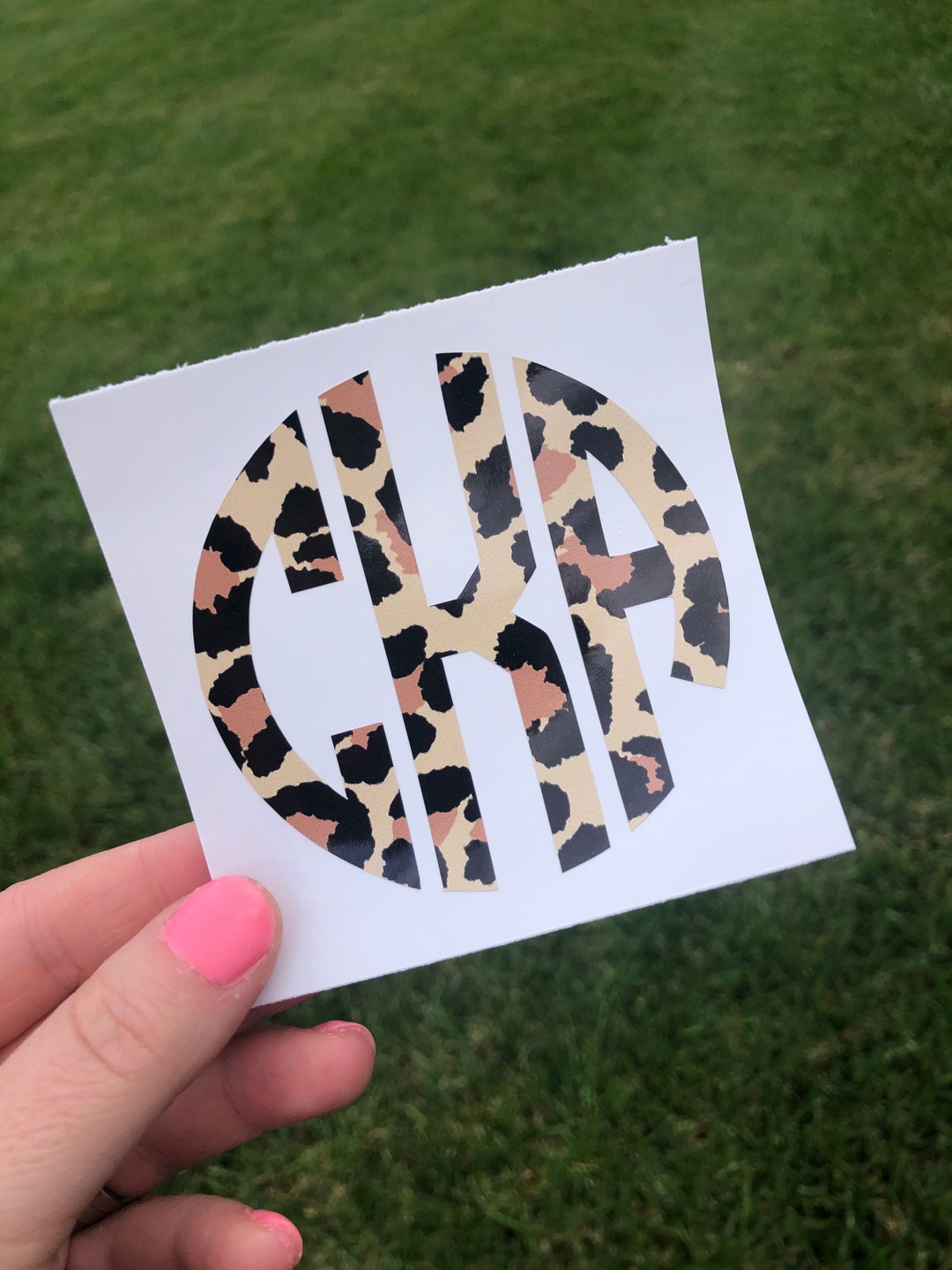 Cheetah Print Monogram Decal Animal Print Decal Yeti Cup Decal Wine ...