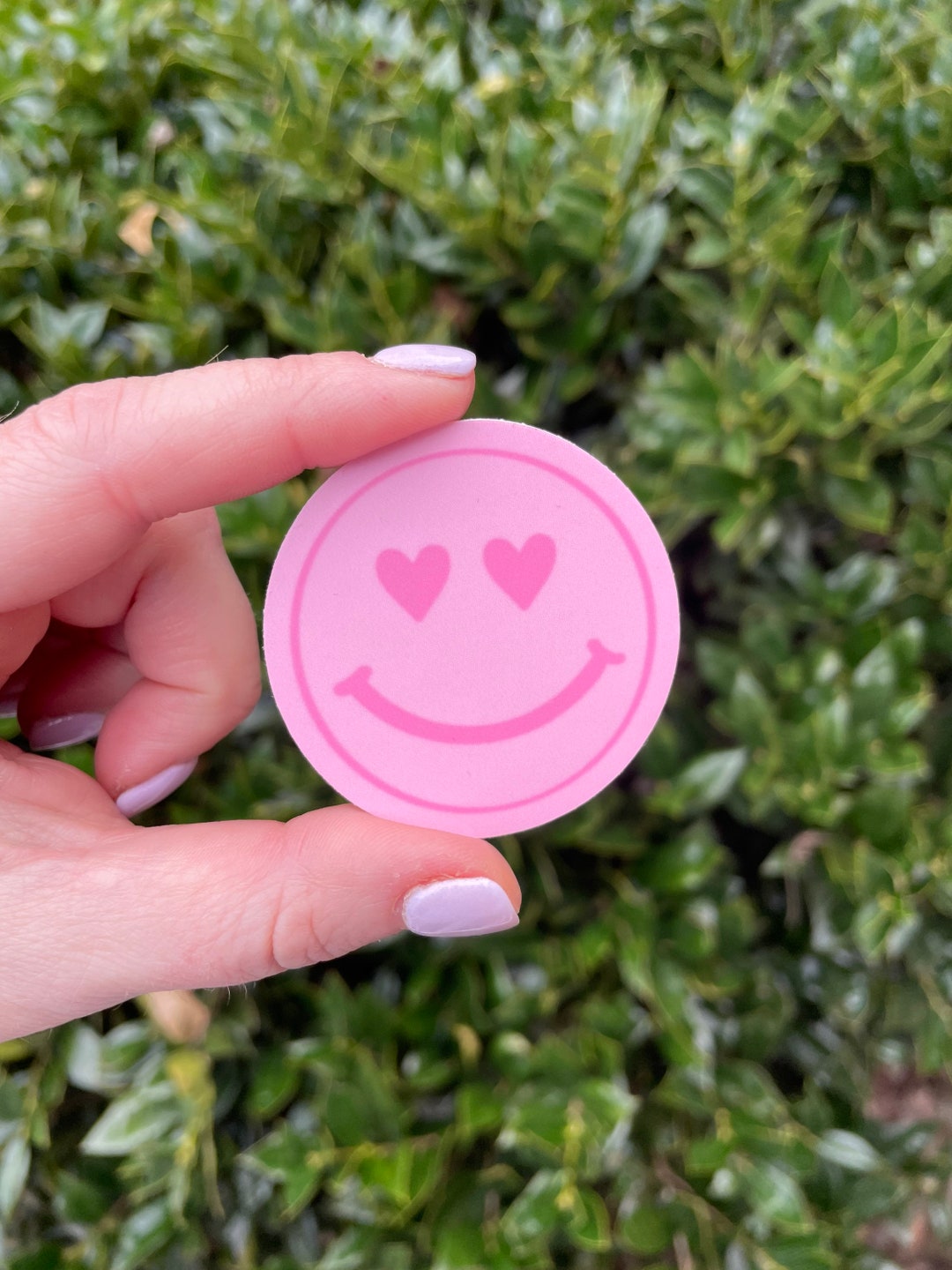 Heart Eyes Pink Face Sticker: Waterproof Vinyl Decal - Etsy