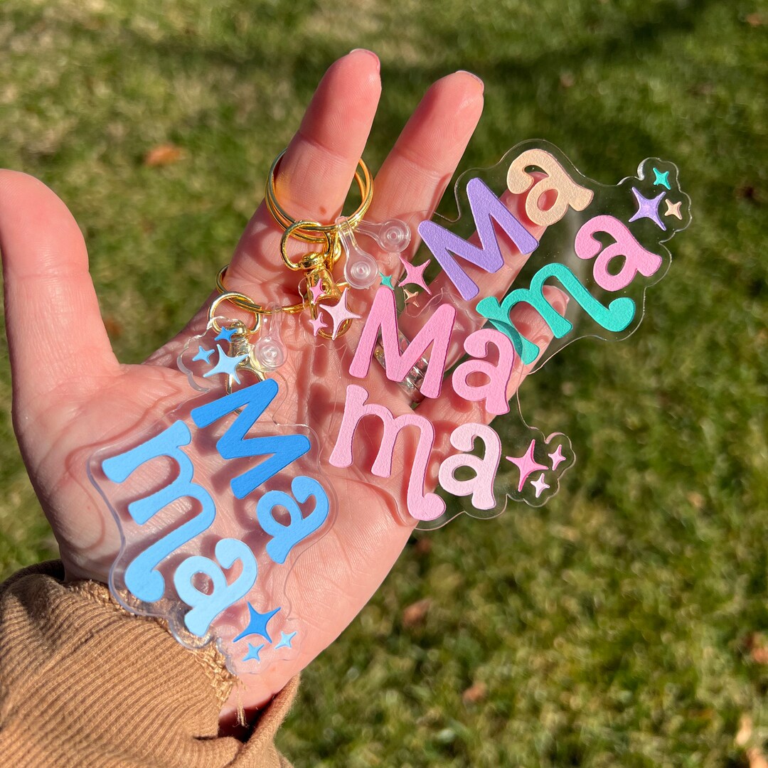 Mama Keychain, Retro Mama Keychain, Colorful Keychain, Acrylic Keychain ...