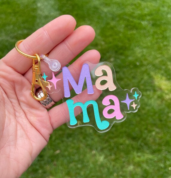 Mama Keychain Retro Mama Keychain Colorful Keychain Acrylic - Etsy