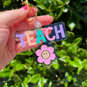 Teach Keychain, Teacher Keychain, Teacher Gift, Acrylic Keychains ...