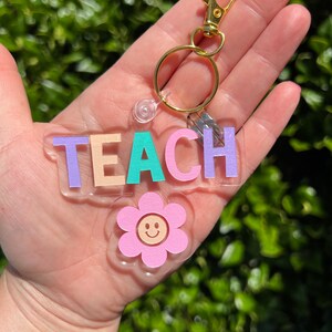 Teach Keychain, Teacher Keychain, Teacher Gift, Acrylic Keychains ...
