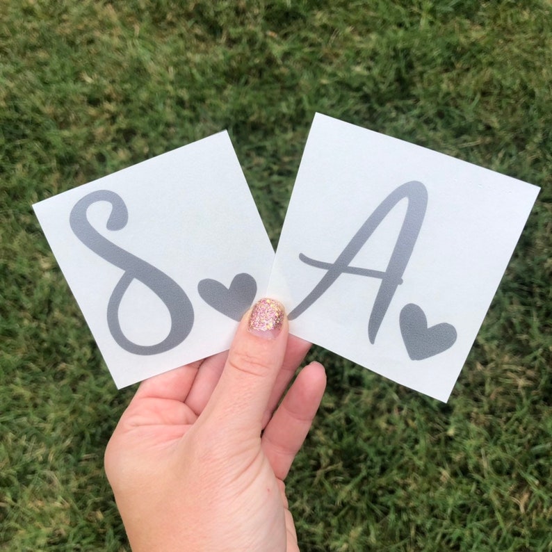 Initial Decal Initial Monogram Decal Heart Initial Decal - Etsy