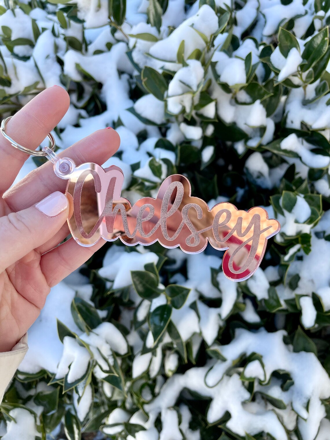 Personalized Name Keychain Rose Gold Name Keychain Rose Gold | Etsy
