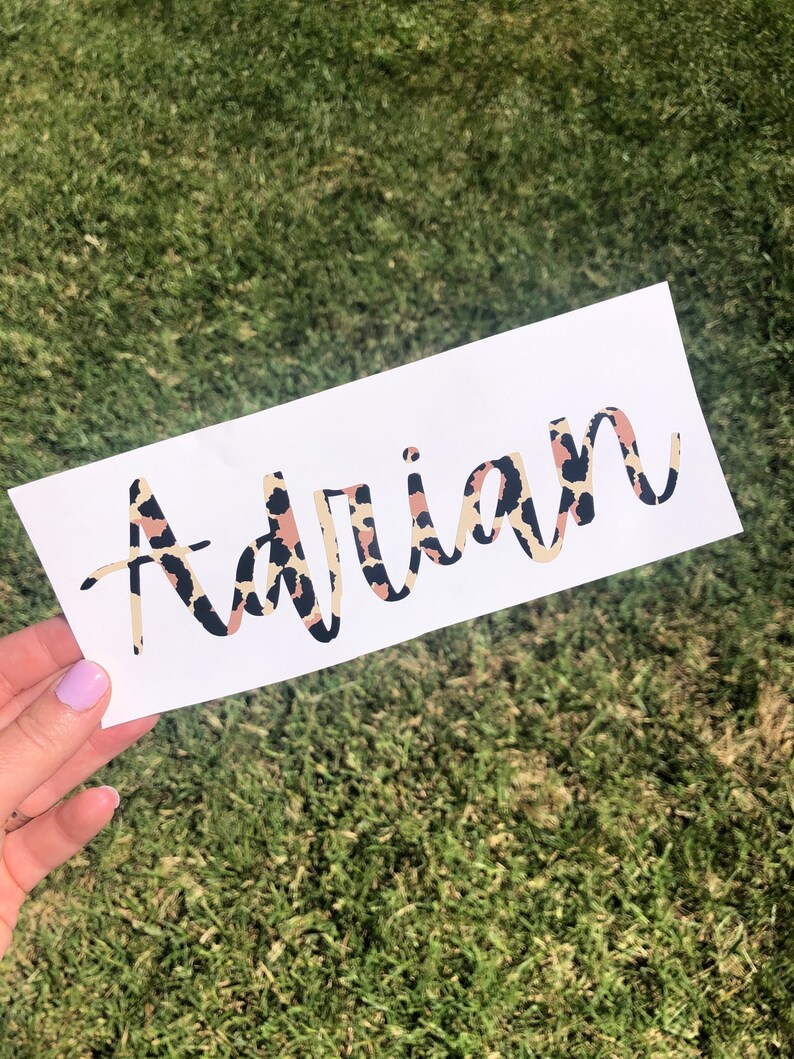 Cheetah Print Name Decal Animal Print Decal Yeti Cup Decal | Etsy