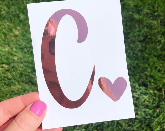 Initial Decal, Initial Monogram Decal, Heart Initial Decal ...
