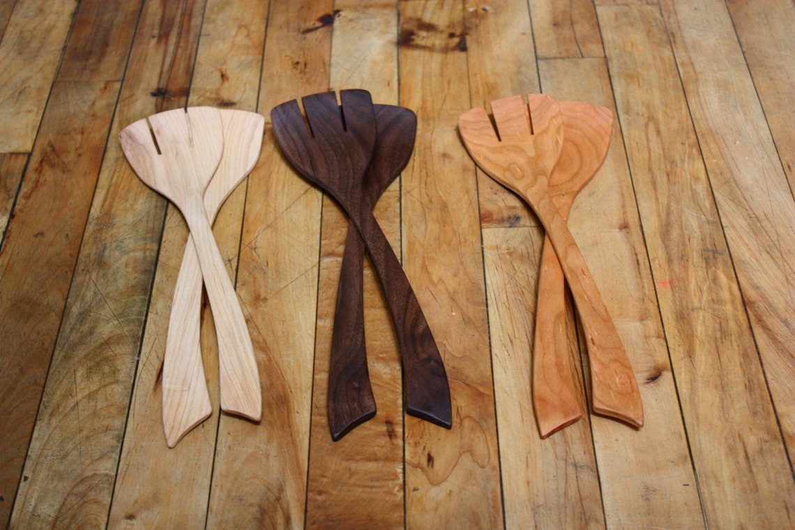 Hand Crafted Wooden Salad Servers - Etsy