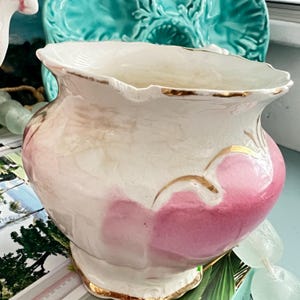 Vintage Dresden Pink and Gold Pitcher - Etsy