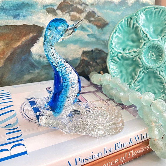 Vintage Blue Murano Glass Duck Figurine Trinket Dish - Etsy