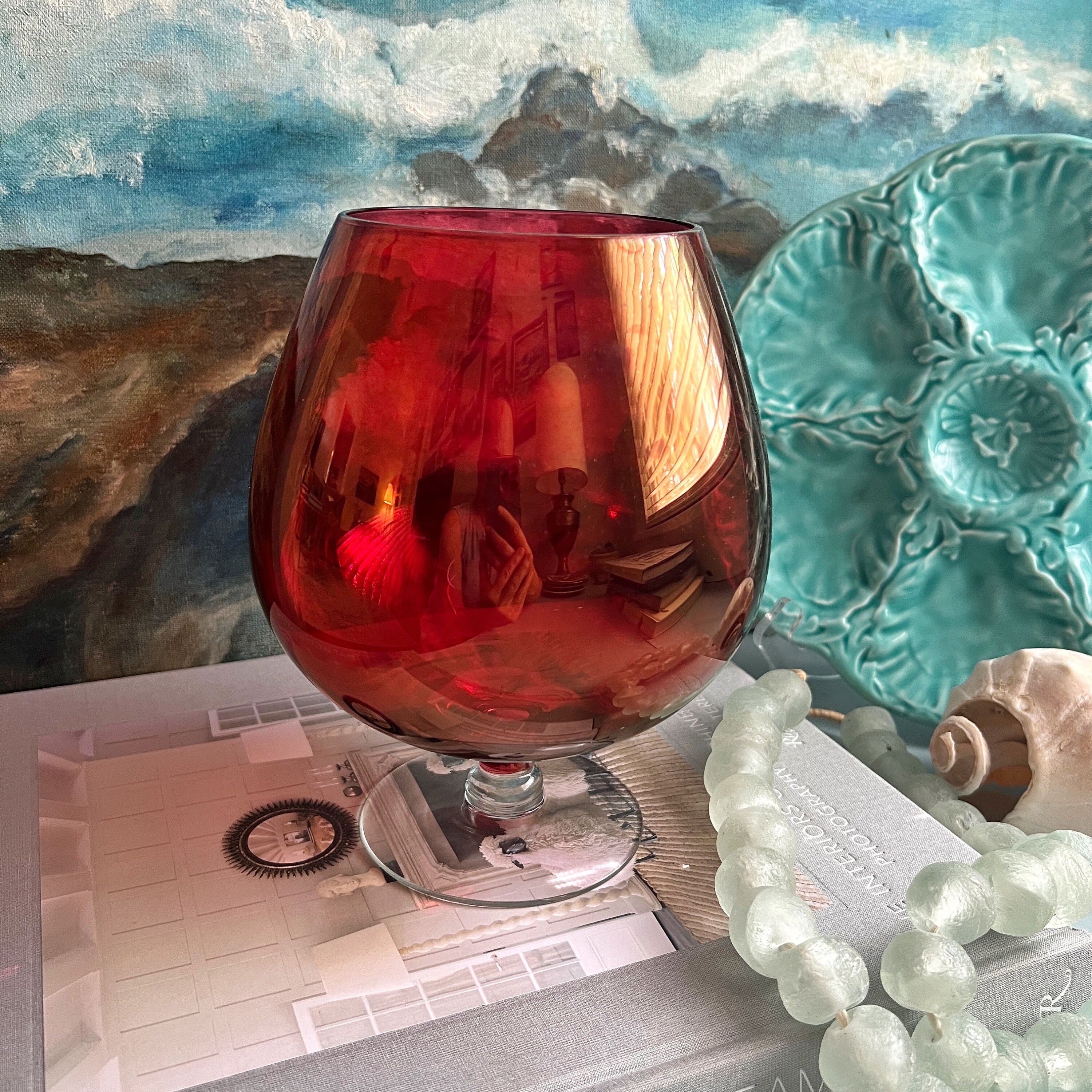 Vintage Red Mid Century Oversized Brandy Snifter Glass - Etsy