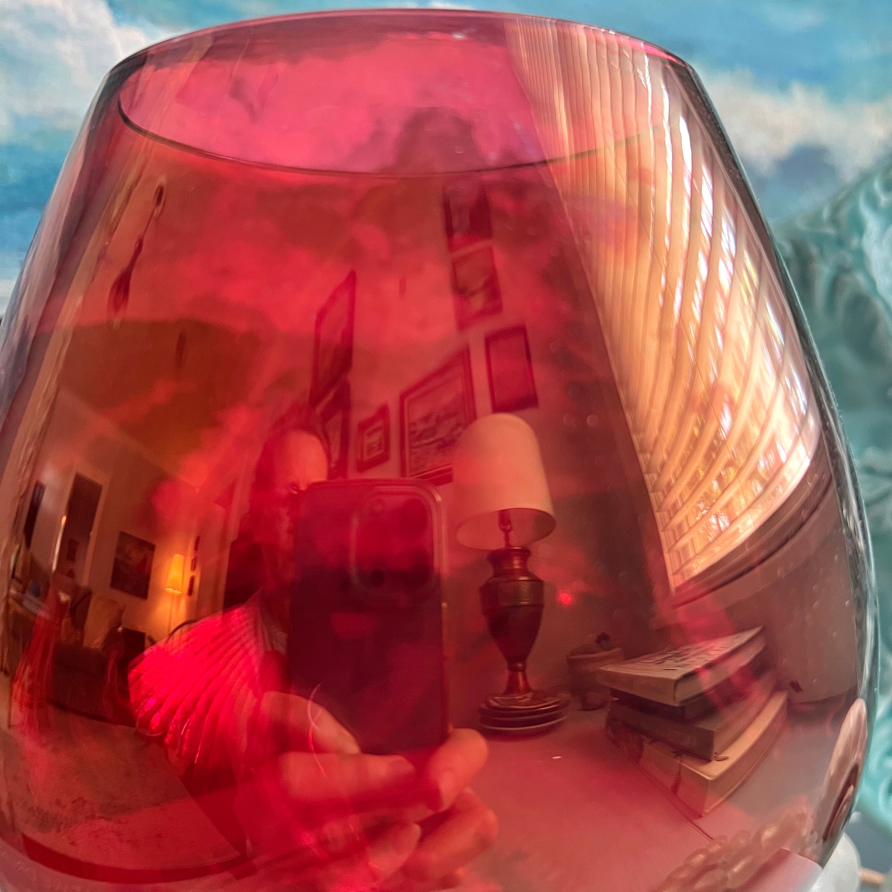 Vintage Red Mid Century Oversized Brandy Snifter Glass - Etsy