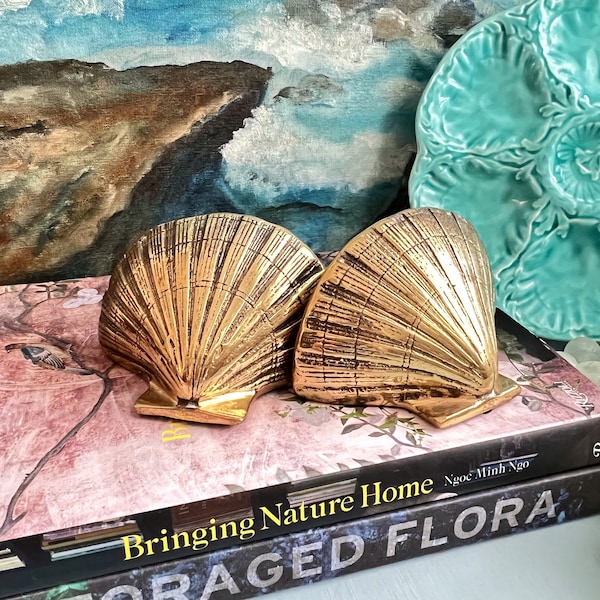 Brass Shell Bookends - Etsy