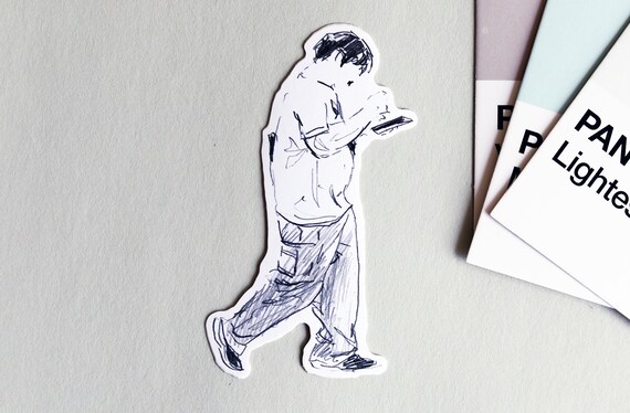 Sticker Japan Waterproof Vinyl Man Walking - Etsy