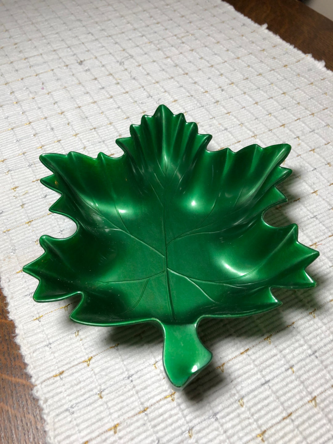 Vintage Rodgers Green Maple Leaf Candy Dish by Rogers Production! - Etsy